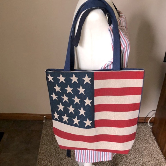 Patriot | Bags | Usa Zippered Patriotic Canvas Bag Nwt | Poshmark